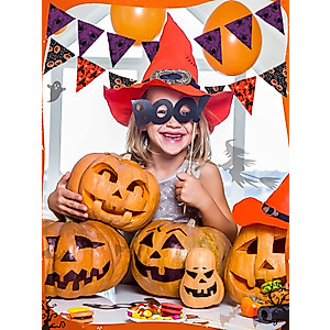 EBANKU 15 Pieces 20 x 20 Inch Halloween Fabric Squares and 10 x 10 Inch Halloween Theme Fabric Bat Pumpkin Ghost Skull Print Fabric Fat Quarters Sewing Squares for DIY Decorations Supplies Patchwork