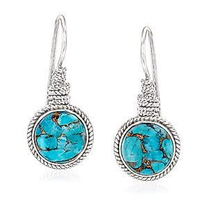 Ross-Simons Turquoise Roped Drop Earrings in Sterling Silver