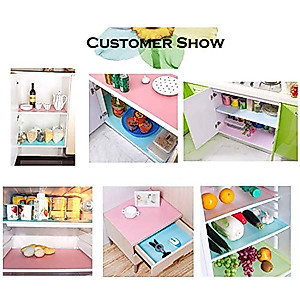 Kinweed 12 PCS Shelf Mats Refrigerator Liners Washable Refrigerator Pads Fridge Mats Drawer Table Placemats(4 Blue+4 Pink+4 Green)