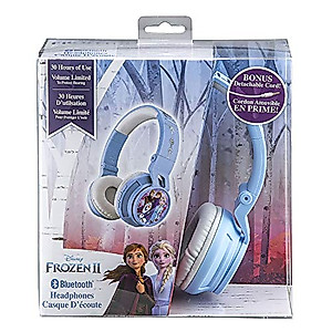 eKids Frozen 2 Wireless Bluetooth Portable Kids Headphones with Microphone, Volume Reduced to Protect Hearing Rechargeable Battery, Adjustable Kids Headband for School Frustration Free Packaging