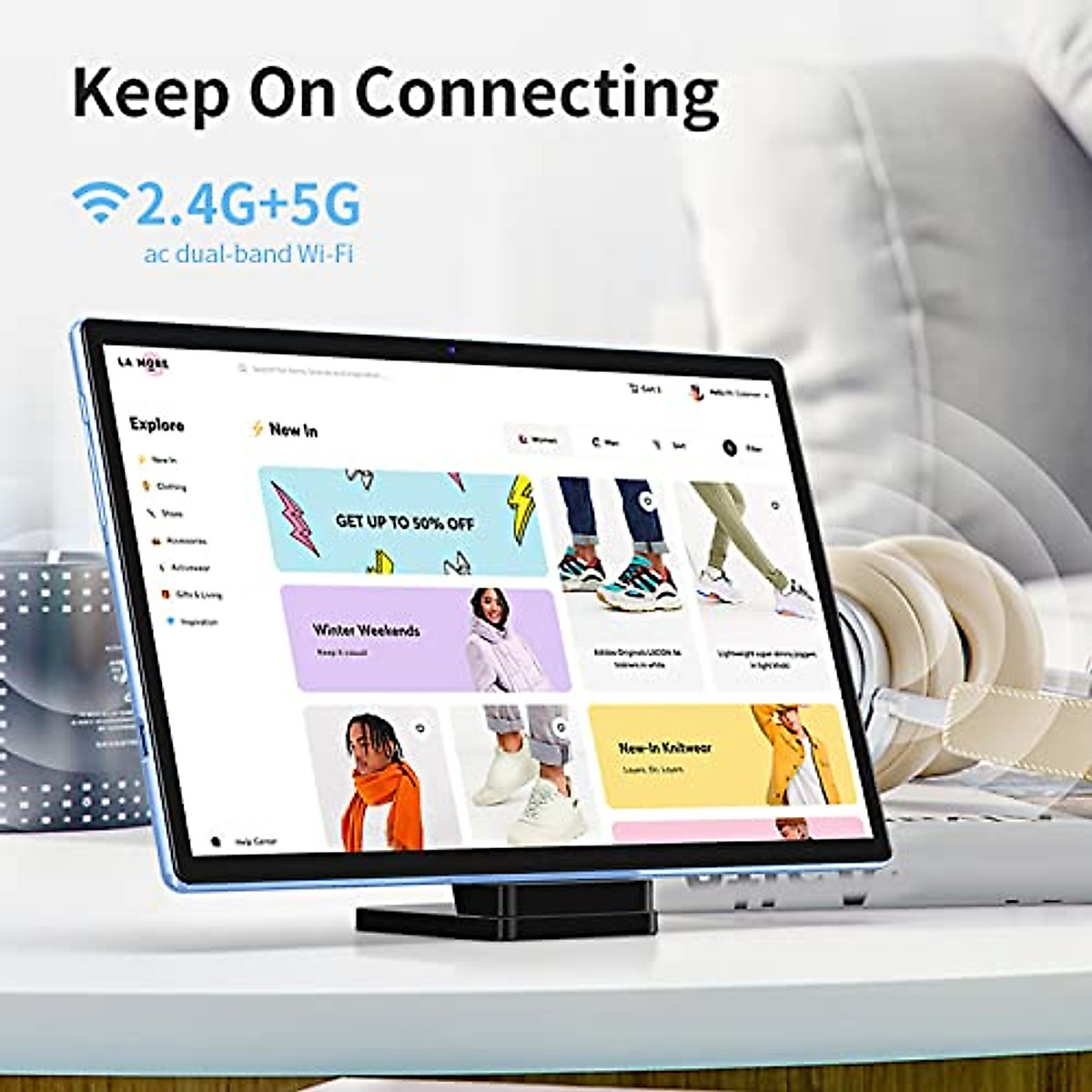 suick HD Tablet, 10.0 Inch 1920x1200 IPS US Plug 100-240V Tablet PC Octa Core Processor 8MP 16MP Dual Camera for Entertainment (Blue)