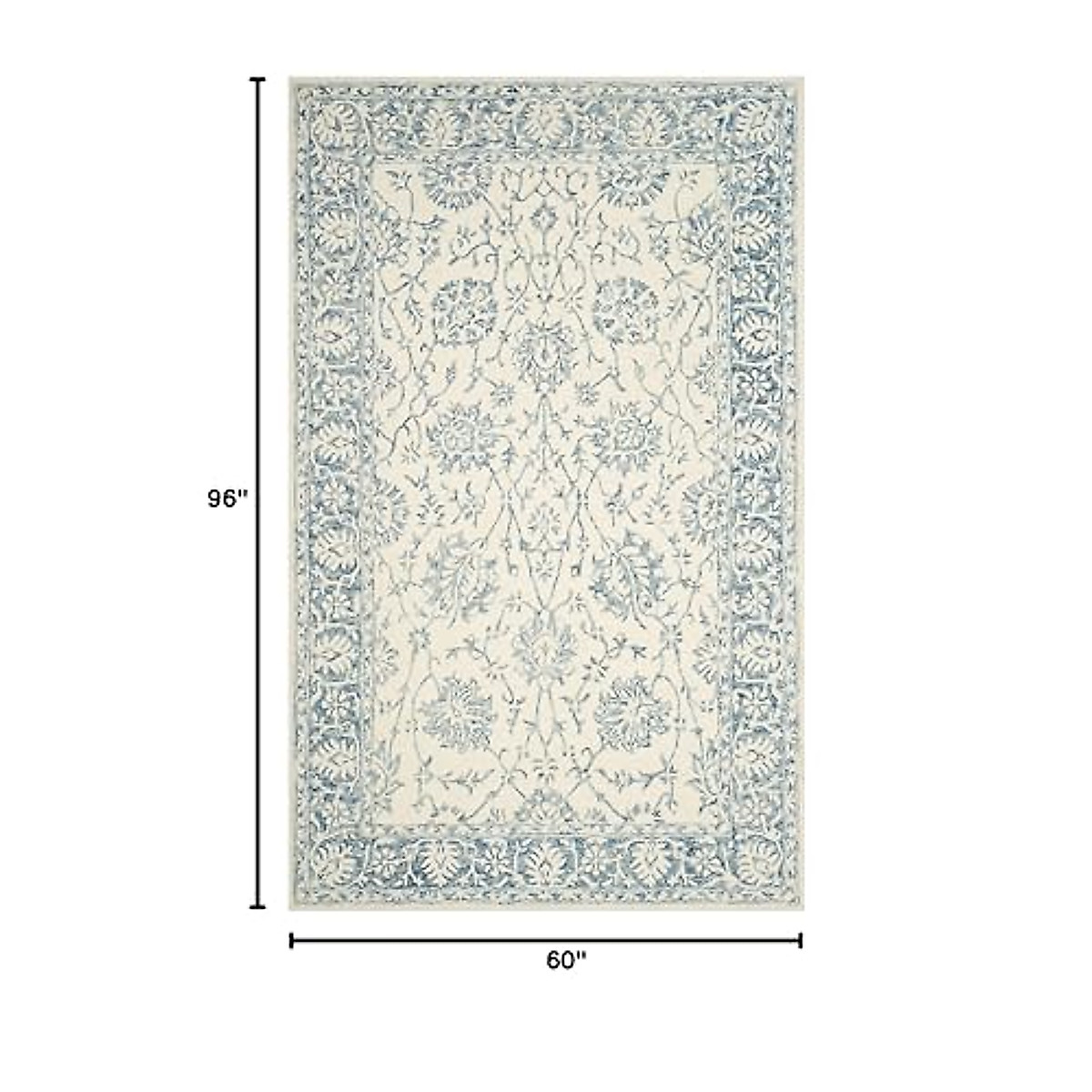 SAFAVIEH Blossom Collection 5' x 8' Ivory/Blue BLM351A Hand-Hooked Premium Wool Area Rug