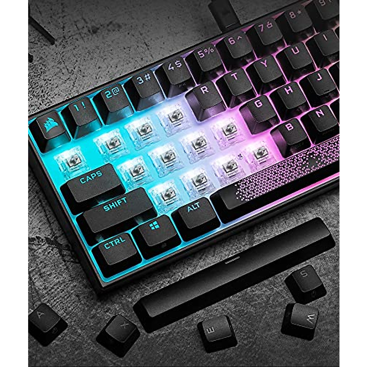 MUMUJJ K65 RGB Mini 60% Mechanical Gaming Keyboard, Adjustable RGB Lighting Single Keys, Mechanical Speed Keys, Hyper-Processing Technology Black