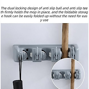 Generic Hook mop clip multifunctional wall mounted accessory storage rack, broom storage rack (A five hanging matte black)