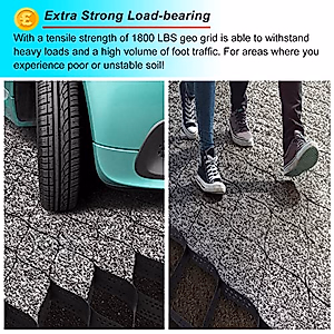 ZMQL Heavy Duty Geo Grid Ground Grid, Gravel Stabilizer Grid for Driving Load, 6.5/10/13/16/19.7 Ft Wide, Garden Path Embankment Reinforcement (Size : 2x6m/6.5x19.7ft)