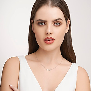 MORGAN & PAIGE Dainty Statement Necklace for Women, Sterling Silver Pendant with Cursive Letters, Everyday Jewelry, 16 inch with 2 inch Extender Chain