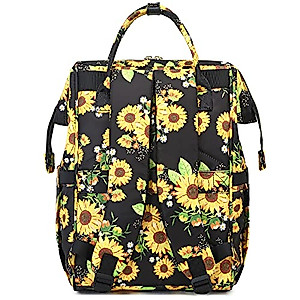 NOHCLIE Belt Laptop Backpack,15.6 inches College School Bags with USB Charging Port,Casual Daypack Bookbag for Women (Sunflower)