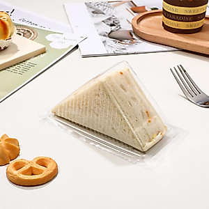 Cabilock 50pcs Sandwich Packing Boxes Food Containers Clear Sandwich Case Sandwich Triangle Boxes Take Out Containers for Sandwich Cake Dessert,Hamburger