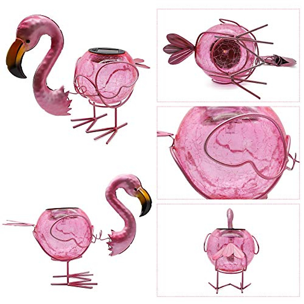 Solar Lights Outdoor Decorative Waterproof LED Lights Flamingo Frog Decorations for Outdoors Patio Garden Yard (Flamingo)