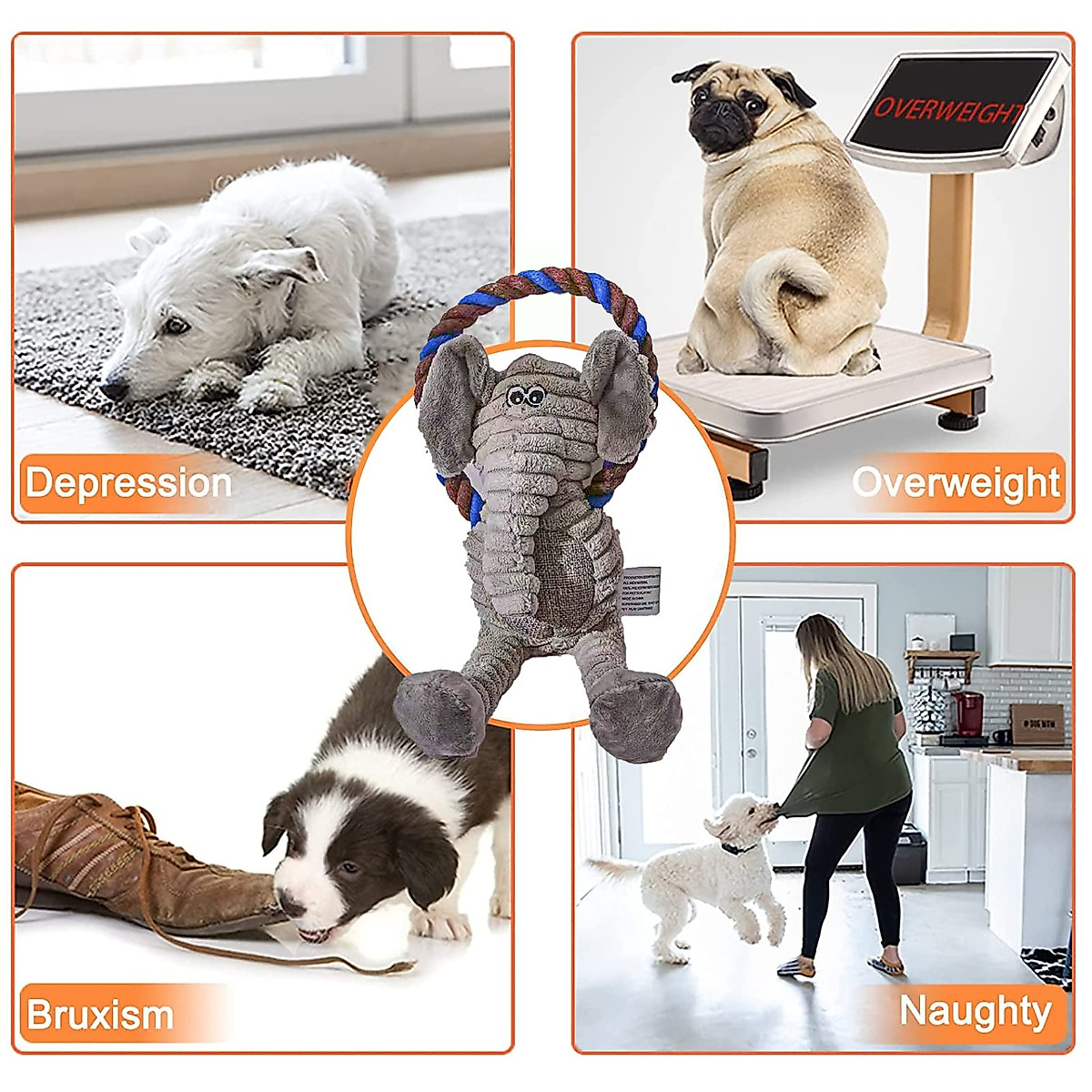 BODLYL Squeaky Plush Dog Toys Pack for Puppy, 2 Pack Durable Stuffed Animal Plush Chew Toys with Squeakers, Cute Soft Dog Toys for Teeth Cleaning, Interactive Dog Toys for Small, Medium Dogs (Set 2)