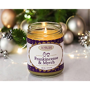 Frankincense & Myrrh Scented Blended Soy Candle, Hand Poured in The USA by Just Makes Scents (12 oz)