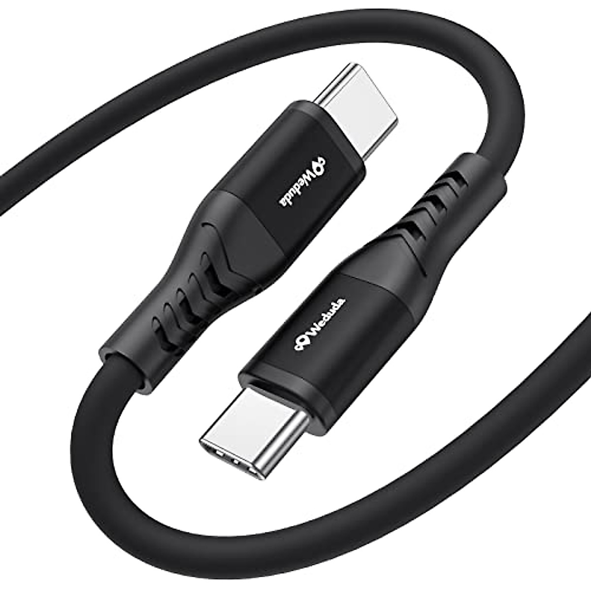 Weduda 60W USB C to USB C Cable 6ft, Soft Silicone USB 2.0 Type C Fast Charging Cable for MacBook Pro 2020, iPad Air 5, iPad Mini 6, Samsung Galaxy S21/Note 10, Huawei, Switch, PS5, Pixel, LG (Black)