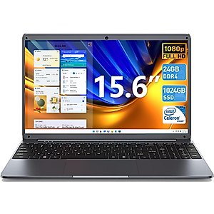 SGIN Laptop, 15.6 Inch Windows 11 Laptops with 24GB DDR4 1024GB SSD Laptops Computer, Celeron N5095 Processor(Up to 2.9GHz), FHD 1920x1080, Mini HDMI, Webcam, USB 3.0, 2.4/5.0G WiFi, Type-C