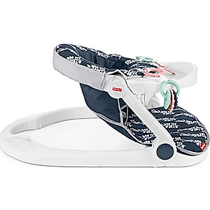 Fisher-Price Portable Baby Chair Sit-Me-Up Floor Seat With Snack Tray And Developmental Toys, Navy Garden