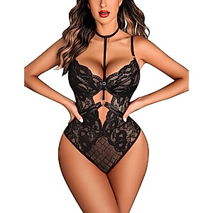 Avidlove Lingerie for Women Floral Lace Cut Out Teddy Bodysuit One Piece Teddies Babydoll