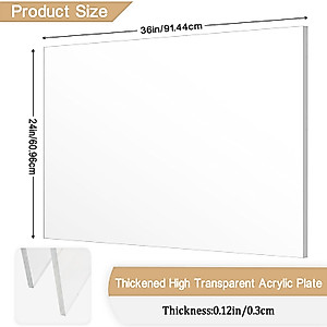 ADTDA 2 Pieces 1/8" Thick (3mm) Acrylic Sheets,Clear Cast Plexiglass 24” x 36” with Protective Paper for Signs DIY Display Projects,Craft,Photo Frames