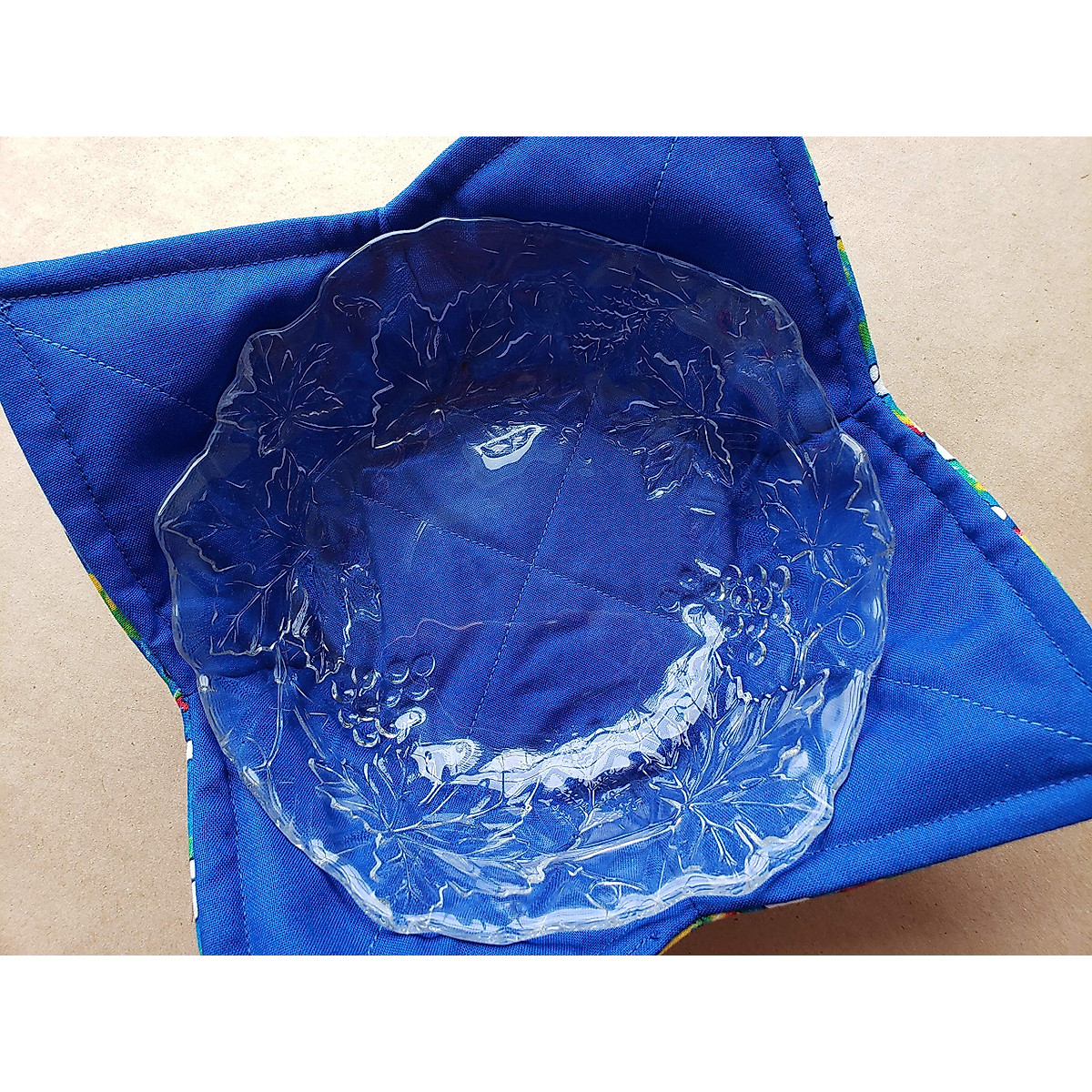 Tie Dye Dog Bone Paw Print Microwave Bowl Cozy Hippie Puppy Reversible Microwaveable Potholder Bowl Buddy BoHo Bohemian Puppy Kitchen Linens Handmade Housewarming Hostess Gifts Under 10