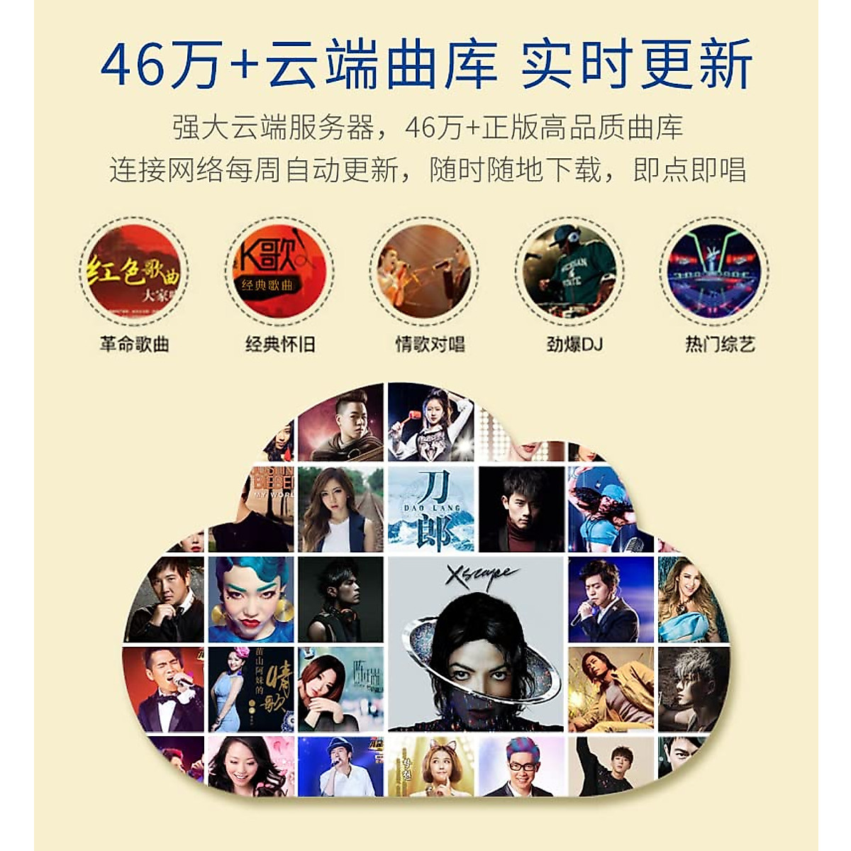 Inandonkod Karaoke Machine KV-V5 Max 2024 New Chinese Karaoke Player, with Reverb Wireless Microphone, 22 Inch Capacitive Touch Screen Free Cloud Download Function YouTube APP Online Play