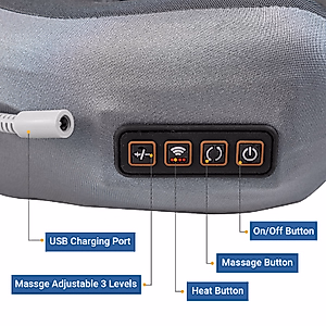 EEZEE Neck Massage Pillow with 3 Vibrating Modes for Neck, Back and Leg Relax and Support, Travel Neck Pillow with Heat U-Shaped Memory Foam Pillow for Home Office Airplane Car