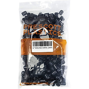Made in USA Prescott Plastics 1/2" (12.7 mm) Round Vinyl End Cap, Black Rubber Cover for Metal Tubing, Fences, Glide Protection for Chairs and Furniture (10 Pack)