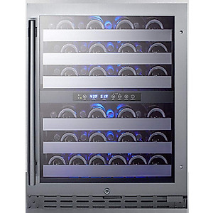 Summit Appliance ALWC532 24" Wide Built-In Wine Cellar, ADA Compliant; 46 Bottles; Automatic Defrost; Glass Door; Full-extension Shelving; Digital Control Panel; Interior Lighting