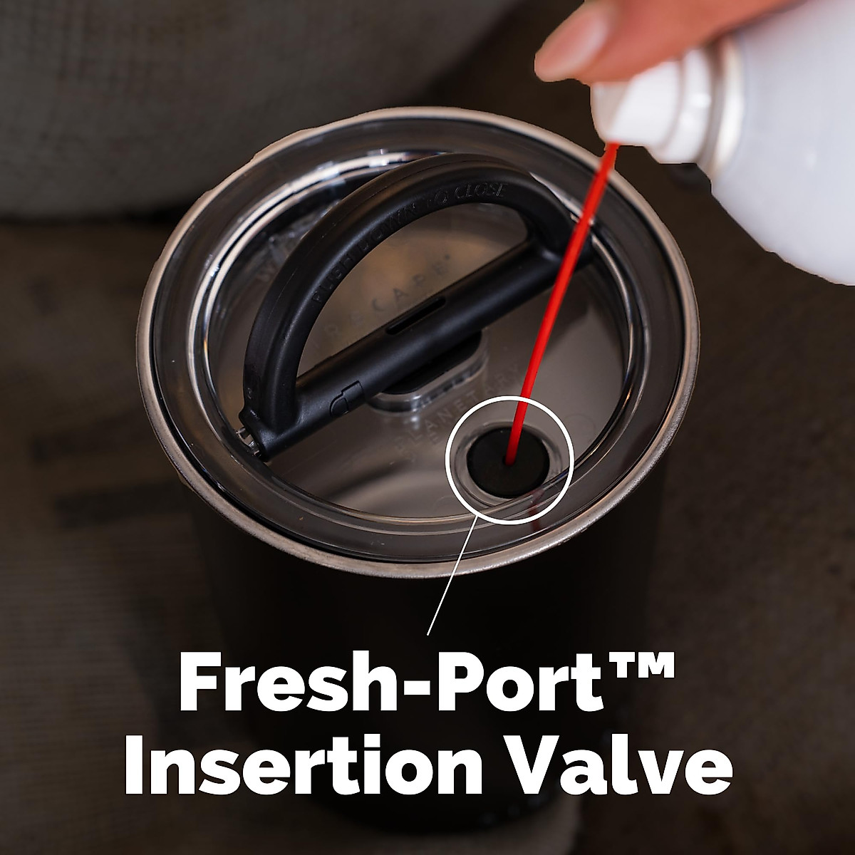 Airscape Inner Lid Upgrade with Fresh Port and Degassing Valve - Fits Small and Medium Stainless Steel Airscape - Extend Freshness with Argon Flush Inert Gas Insertion Valve and Off Gas Umbrella