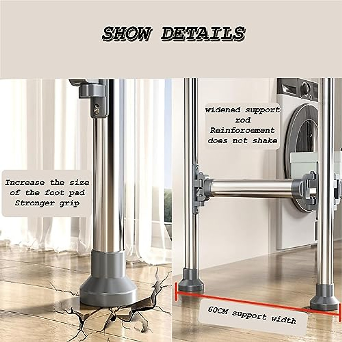 RUYICZB 2 Layer Floor Clothes Drying Rack Stainless Steel Drying Double Pole Clothes Rack for Indoor Outdoor, Free-Standing Large Laundry Rack Organizer for Clothes Lingerie Towels Linens