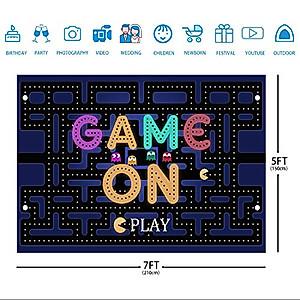 Video Game On Backdrop Girls Boys Maze Photography Background 7x5ft Colorful Lights Game On Birthday Party Supplies Kids Adults Gaming Party Decorations Baby Shower Cake Table Photo Booth Props