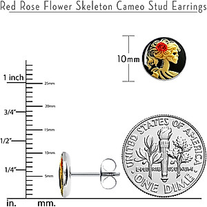 Body Candy Stainless Steel Red Rose Skeleton Stud Earrings