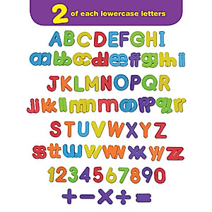 Magnetic Foam Letters and Numbers Premium Quality ABC, 93 Foam Alphabet Magnets | Educational Toy for Preschool Learning, Spelling, Counting in Canister