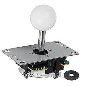 Arcade Game Fighting Stick, Arcade Game Joystick Small Shaking Distance Quadrate Retaining Ring Light Resilience for Game Console(White)