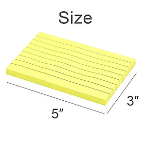 Lined Sticky Notes 3X5 in Pastel Ruled Post Stickies It Super Sticking Power Memo Pads Its Strong Adhesive, 6 Pads/Pack, 75 Sheets/pad…