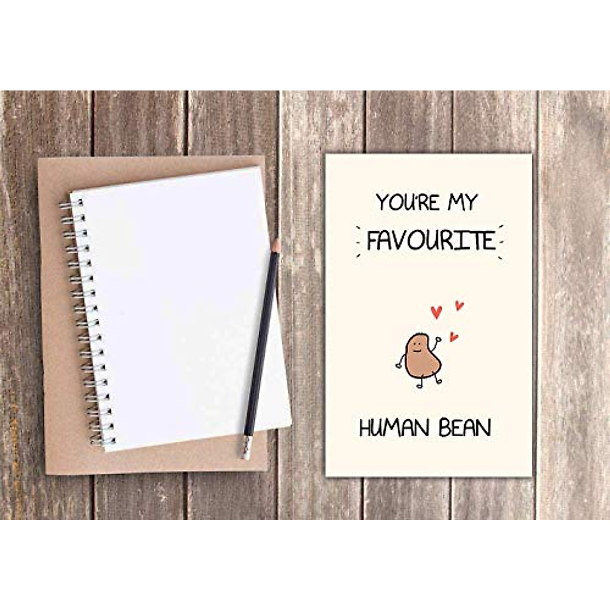 Funny Valentine's Day Card, Love Card, Anniversary Card for Boyfriend Girlfriend, Card for Husband Wife, Best Friend Card, Human Bean Card (5.3'' x 8'' folded)