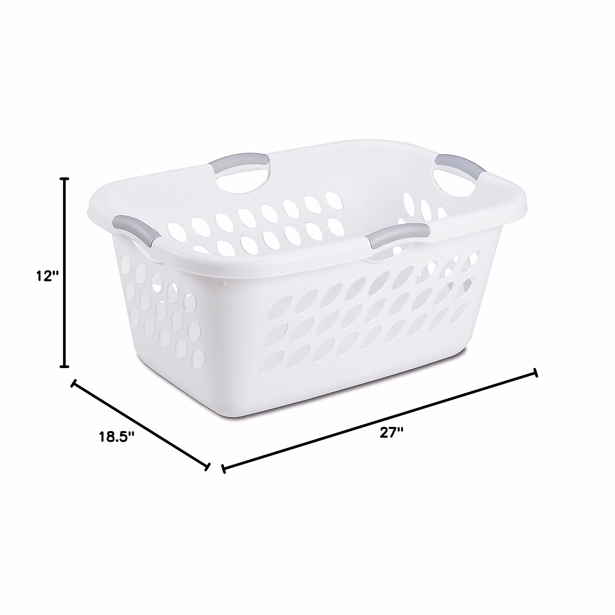 Sterilite 12158006 Ultra Laundry Basket, White with Titanium Handles