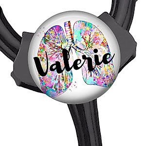 Stethoscope ID Tag, Steth Name Badge with Lungs for Respiratory Therapist, Doctor, Nurse with Personalized, Custom Monogram, Medical Gift