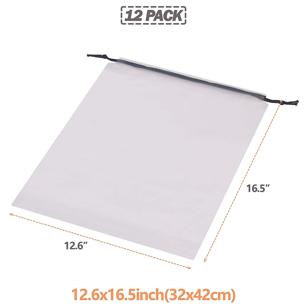 Set of 12 Transparent Shoe Bags for Travel Large Clear Shoes Storage Organizers Pouch with Rope for Men and Women