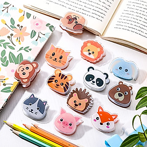 Crtiin 24 Pcs Cute Bag Clips Funny Clips Animals Shaped Fruit Kitchen and Food Bag Clips Binder and Paper Clips Plastic Bread Bag Clips for Airtight Seal Food Storage