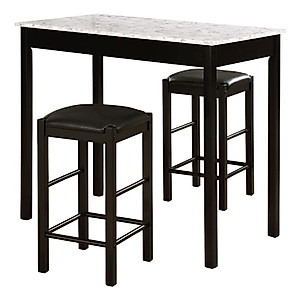 Linon Tifton Three Piece Wood Faux Marble Tavern Set in Black