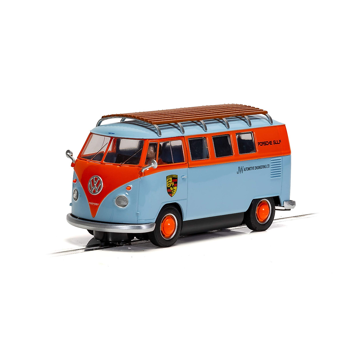 Scalextric Volkswagen T1B MicroBus ROFGO Gulf Van 1:32 Slot Race Car C4217, Orange & Light Blue