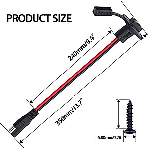 mankk 1FT 12AWG SAE Power Socket Sidewall Port SAE Quick Disconnect Universal Flush-Mountable Connector with 4 Screws for Connect Solar Panel,Solar Generator Battery Charger M-V-012