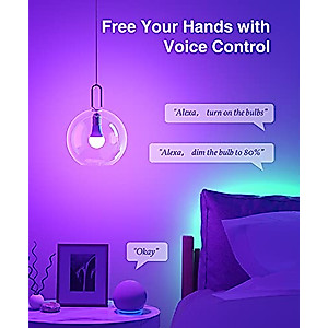 Beantech Smart Bulb, WiFi LED Light Bulbs, Color Changing Dimmable Light Bulb 2700K-6500K, Smart Light Bulbs Work with Alexa & Google Assistant, A19 Alexa Light Bulb, RGB Tunable White Bulb, 4 Pack