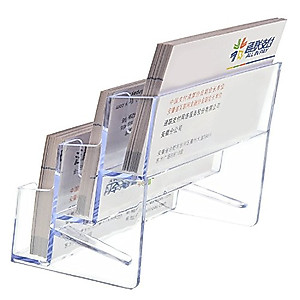 TecUnite 2 Pack Business Card Holder 3 Tiers Acrylic Card Stand Organizer Clear Card Holder Display for Office, 180 Cards Capacity