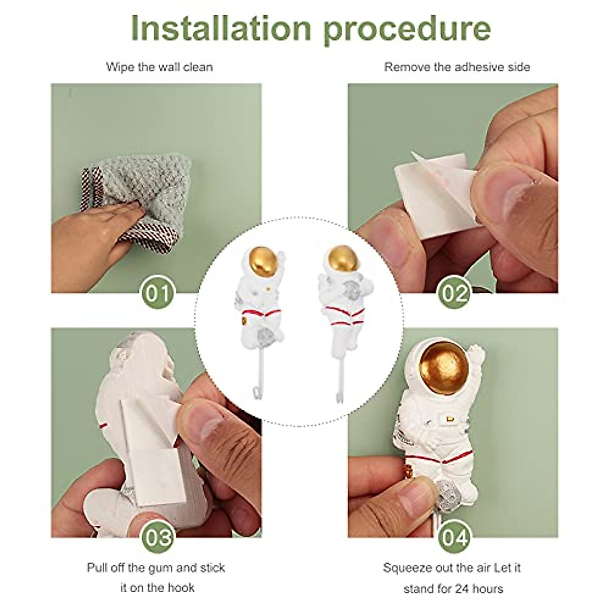 Hoement 2 pcs Hat Back Hanging Wall- Accessories Free Mudroom Adhesive Astronaut Decorative Mounted Statue Scarves Sculptures Clasps Towel Door Decoration for Rack Towels Sticky Heavy