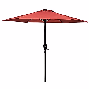 Simple Deluxe 9' Patio Umbrella Outdoor Table Market Yard Umbrella with Push Button Tilt/Crank, 8 Sturdy Ribs for Garden, Deck, Backyard, Pool, Red