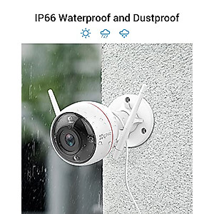 EZVIZ Security Camera Outdoor 1080P WiFi, Motion Alert with Strobe Light & Siren, IP66 Weatherproof, 100ft Night Vision, Two-Way Audio, Works with Alexa and Google(CTQ3W)