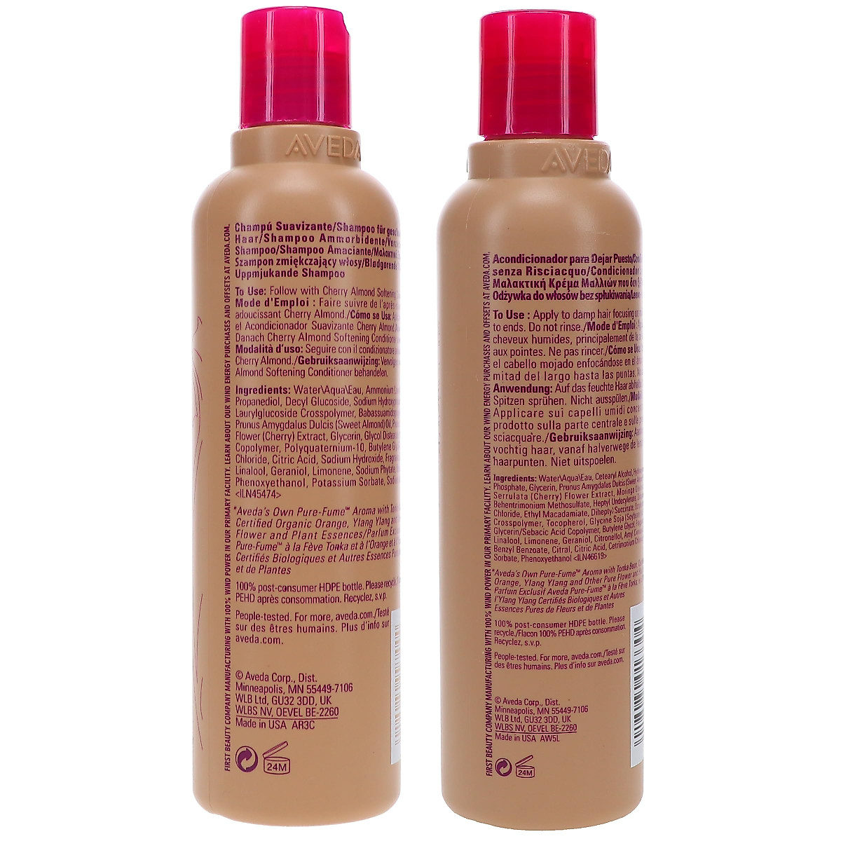 Aveda Cherry Almond Softening Shampoo 8.5 Oz & Leave in Conditioner 6.7 Oz