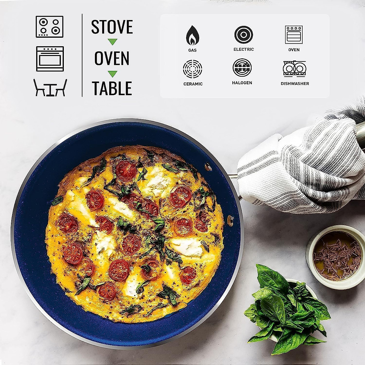 Granitestone 10 Pc Pots and Pans Set Non Stick Cookware Set, Kitchen Cookware Sets, Pot and Pan Set, Pot Set, Diamond Coated Nonstick Cookware Set with Lids, Non Toxic, Dishwasher Safe, Blue…