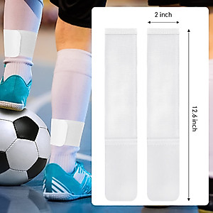 Vinsot 6 Pieces Soccer Shin Guard Strap Anti Slip Ankle Straps Football Sock Bands Legging Shin Fixed Straps Adjustable Sports Guard Stay for Youth Kicking Ball Running(Black,White,Blue,Large)