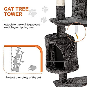 79in Cat Tree Tower for Indoor Cats Multi-Level Cat Furniture Condo Kitten Kitty Pet House with Scratching Posts, Plush Perch, Condo and Hammock
