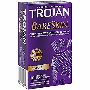 Trojan Studded Bareskin Lubricated Condoms - 10 Count